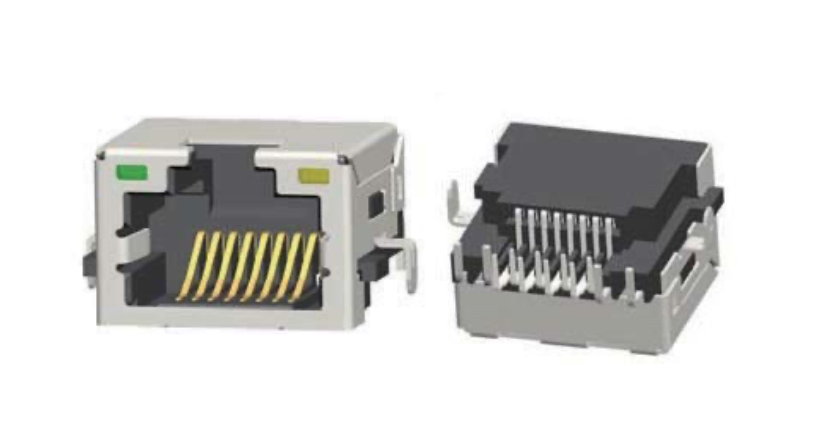 Modular Jack RJ45 1x1 Port Offset, Tab Up, Shielded, W/LEDs, JU11-8188K7AX