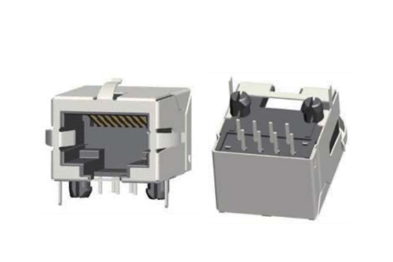 Modular Jack RJ45 1X1 Port, Tab Down, Shielded, W/EMI, W/O LEDs JD11 ...